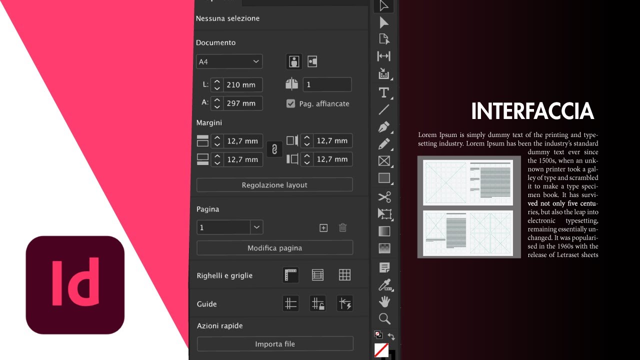 Adobe InDesign - Interfaccia del programma e creazione di un nuovo file ...