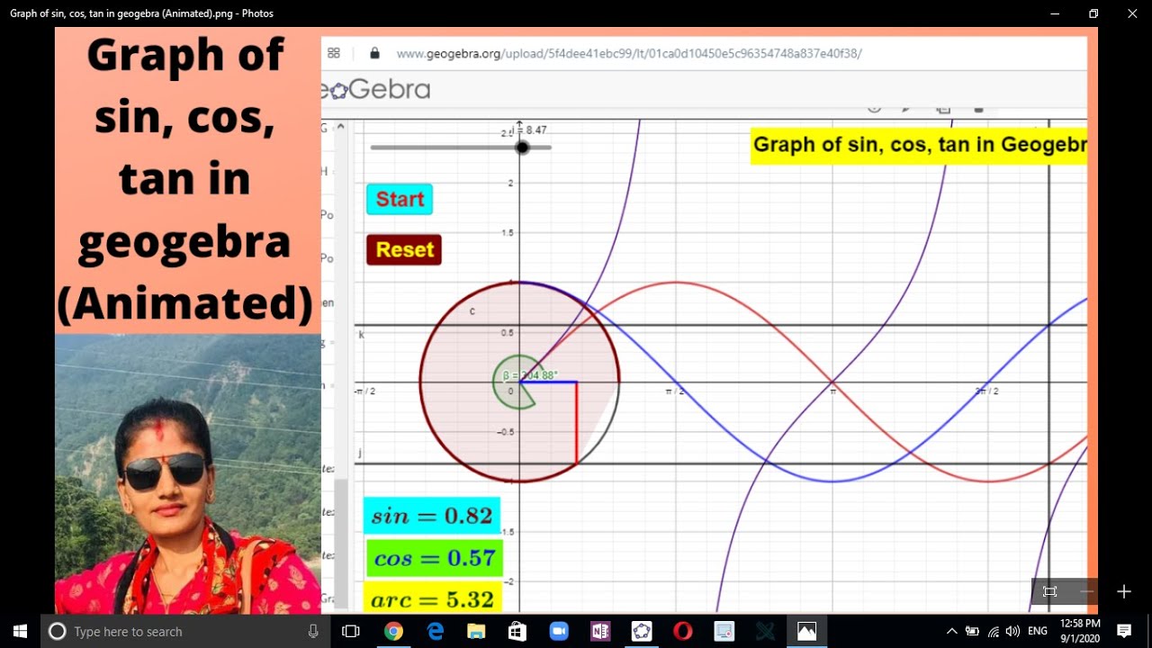 Graph of sin ,cos ,tan in Geogebra - YouTube