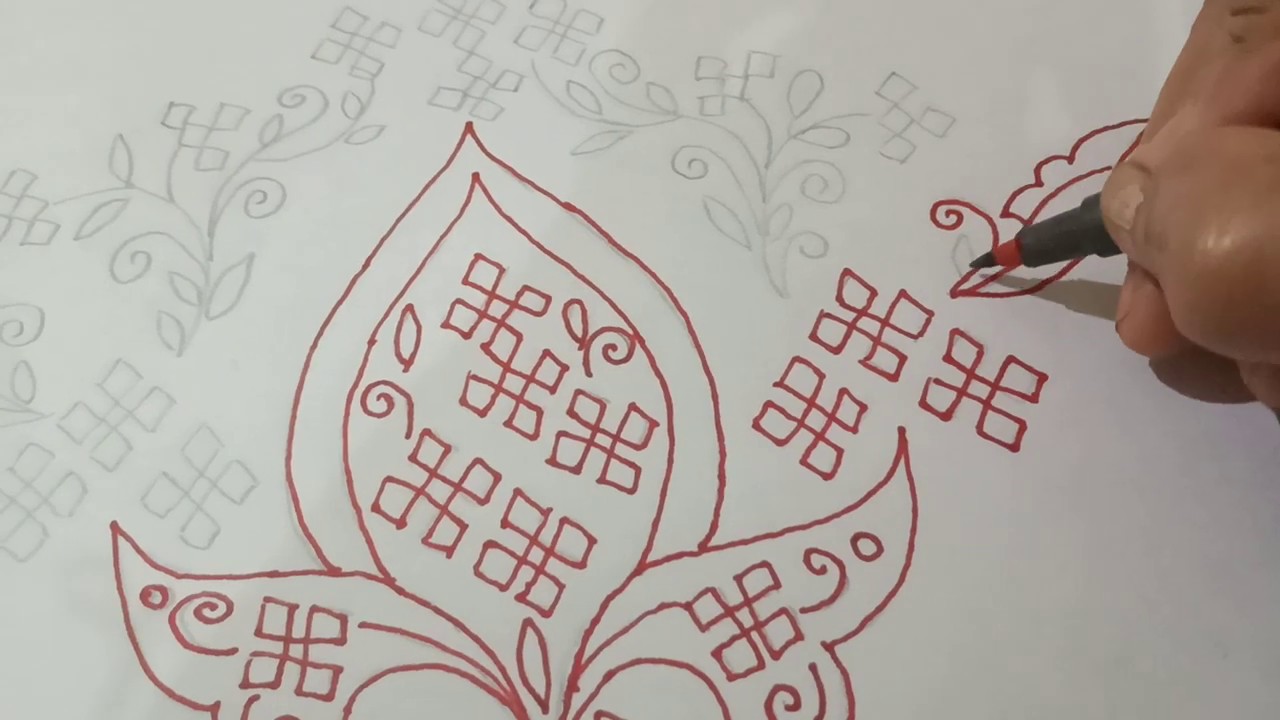 DRAW A BEAUTIFUL KUTCH WORK PATTERN HAND EMBROIDERY. - YouTube