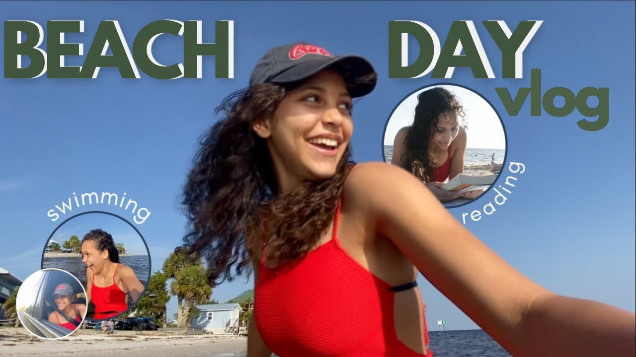 another little beach day vlog | swimming, reading, & family time - YouTube