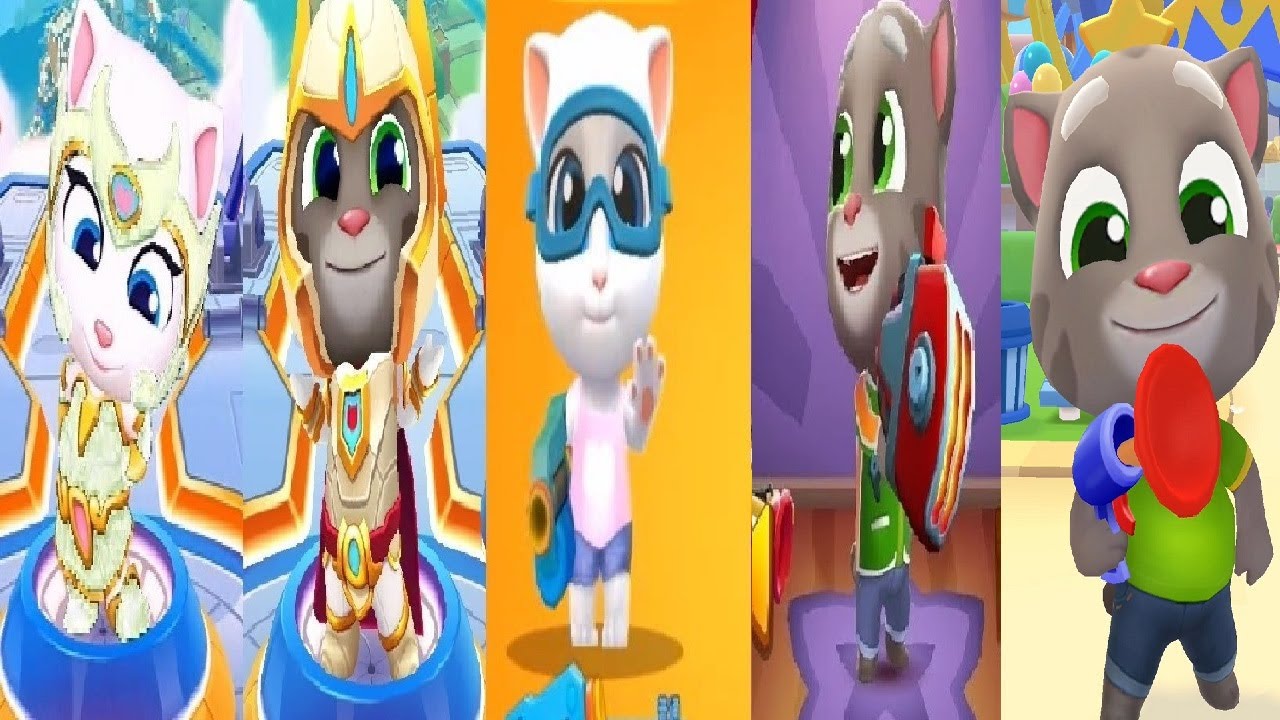 TALKING TOM HERO DASH VS Talking tom Party in the Wild VS Tom Blast ...