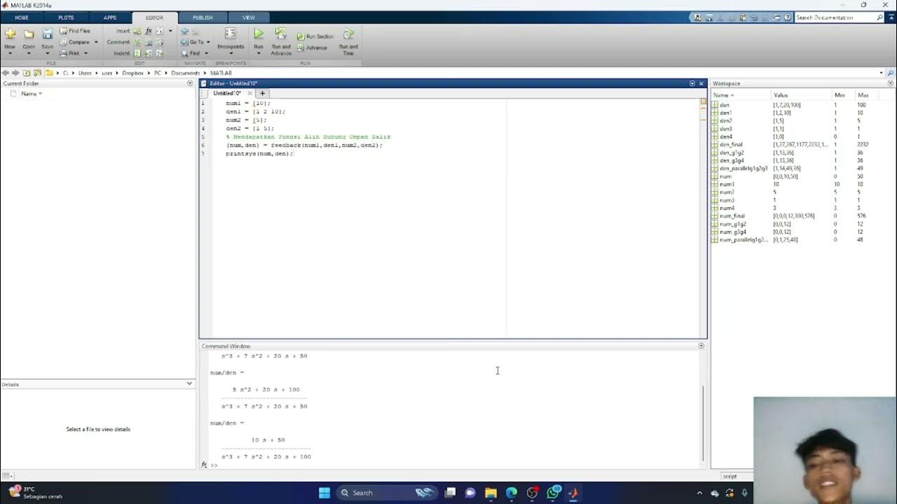 Apa itu Fungsi Alih Seri (Cascaded), Parallel, Dan Feedback pada Matlab ...