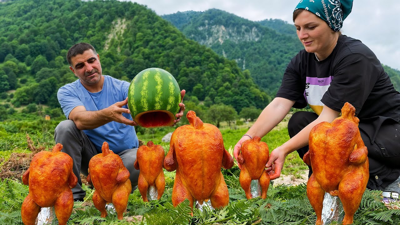 Whole Chicken Cooked Under a Watermelon Bucket – A Rustic Recipe You ...