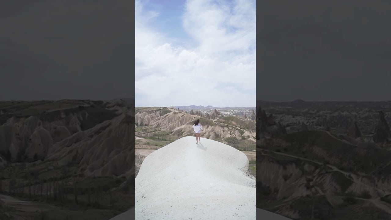 4K Woman Walking on Top of a Mountain Range to Enjoy Beautiful View ...