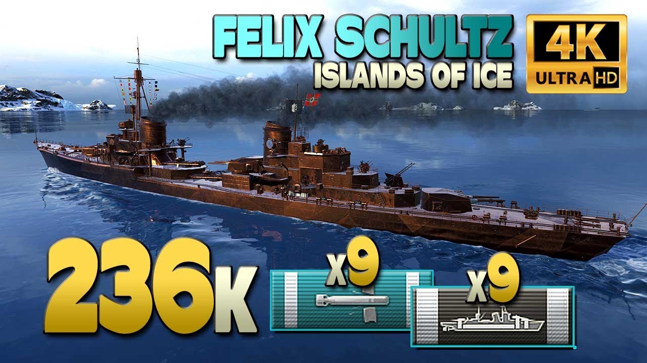 Destroyer Felix Schultz on map Islands of Ice, 236k damage - World of ...