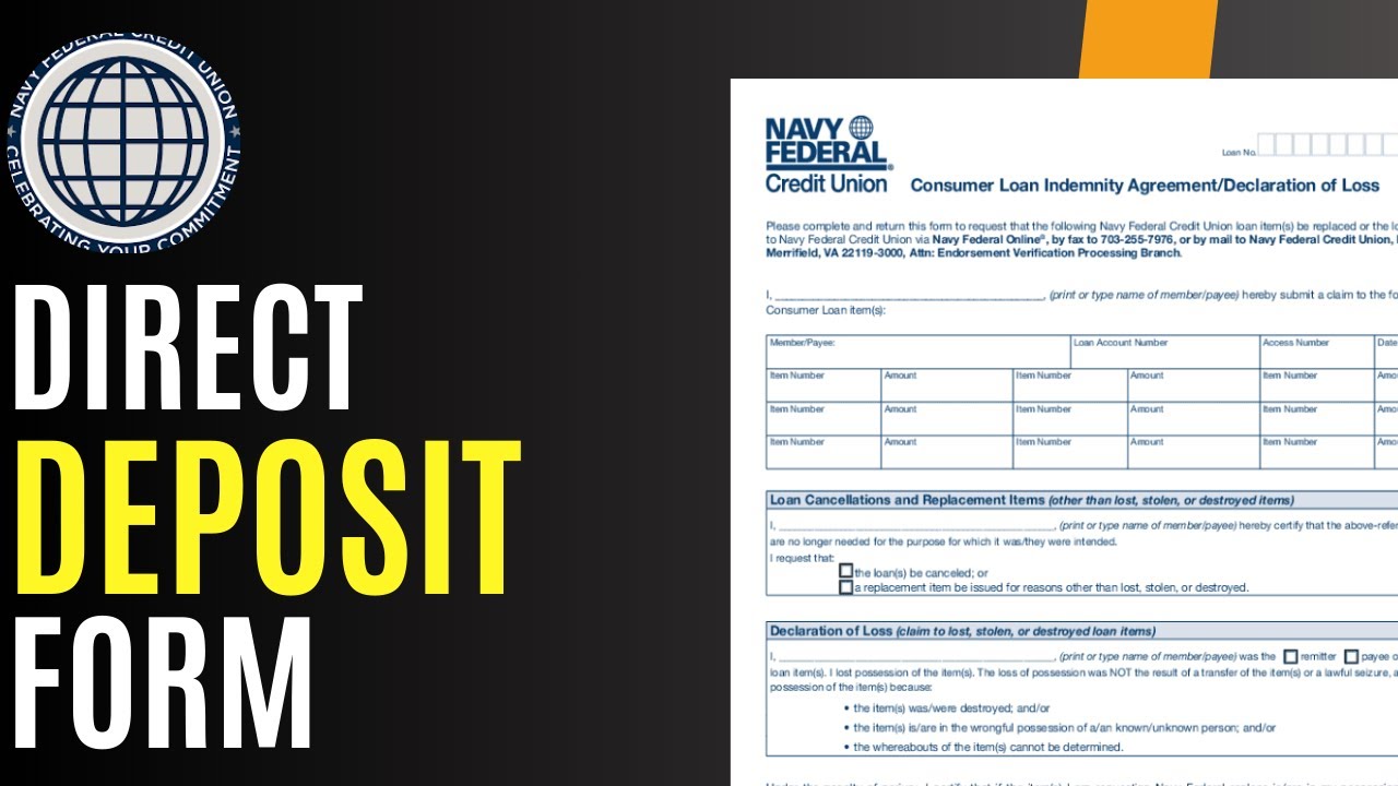 Navy Federal Credit Union Direct Deposit Form - YouTube