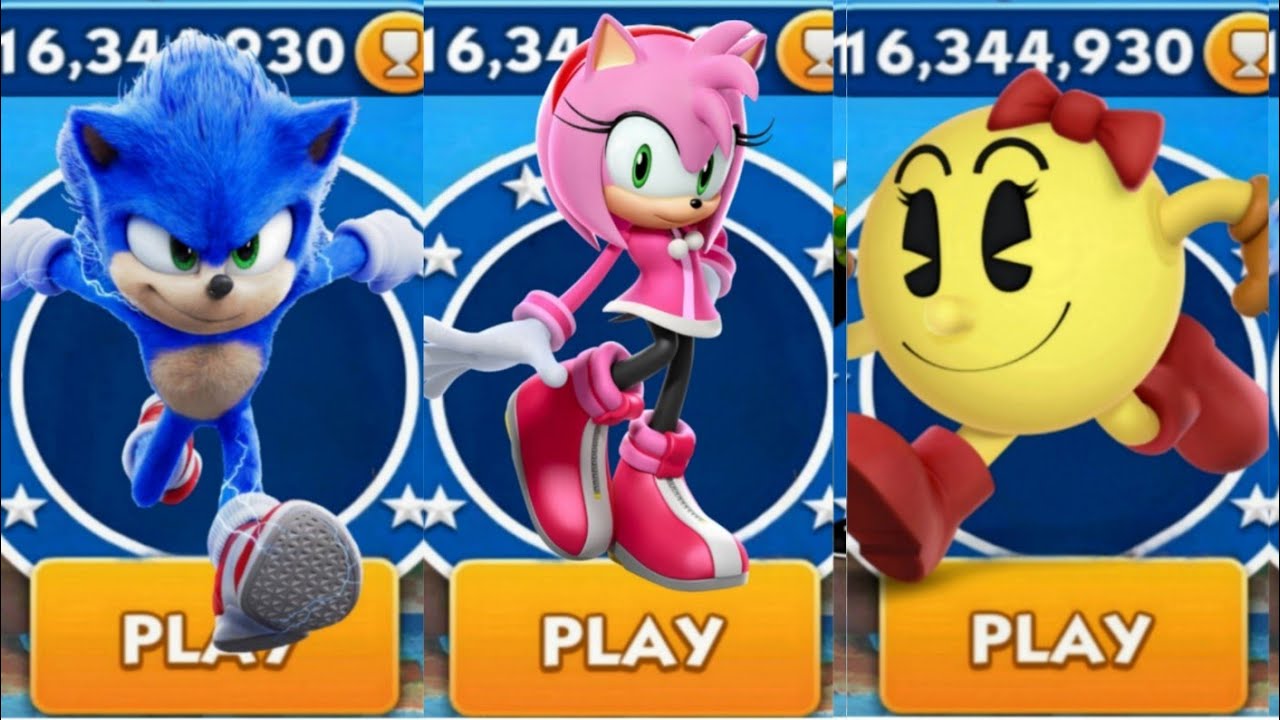 Sonic Dash - Sonic VS Sport Amy VS Ms.Pacman _ Movie Sonic vs All ...