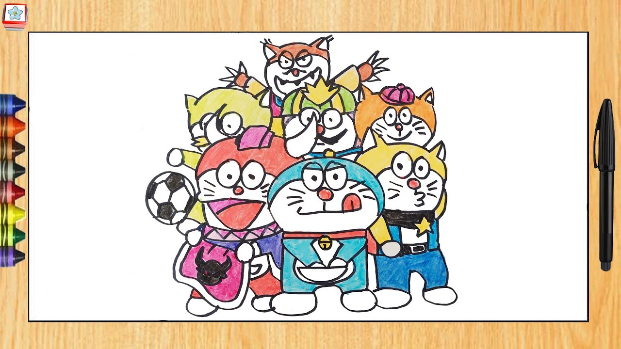 Vẽ bức tranh #59: Đội quân Doraemon | Painting Doraemon Brothers - YouTube