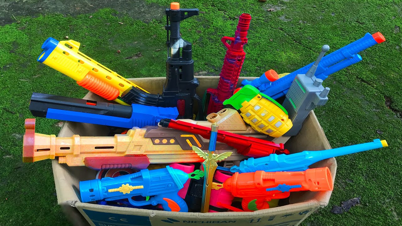 Box of Realistic Guns - My Massive Gun Toys Arsenal - AK47 SCAR ...