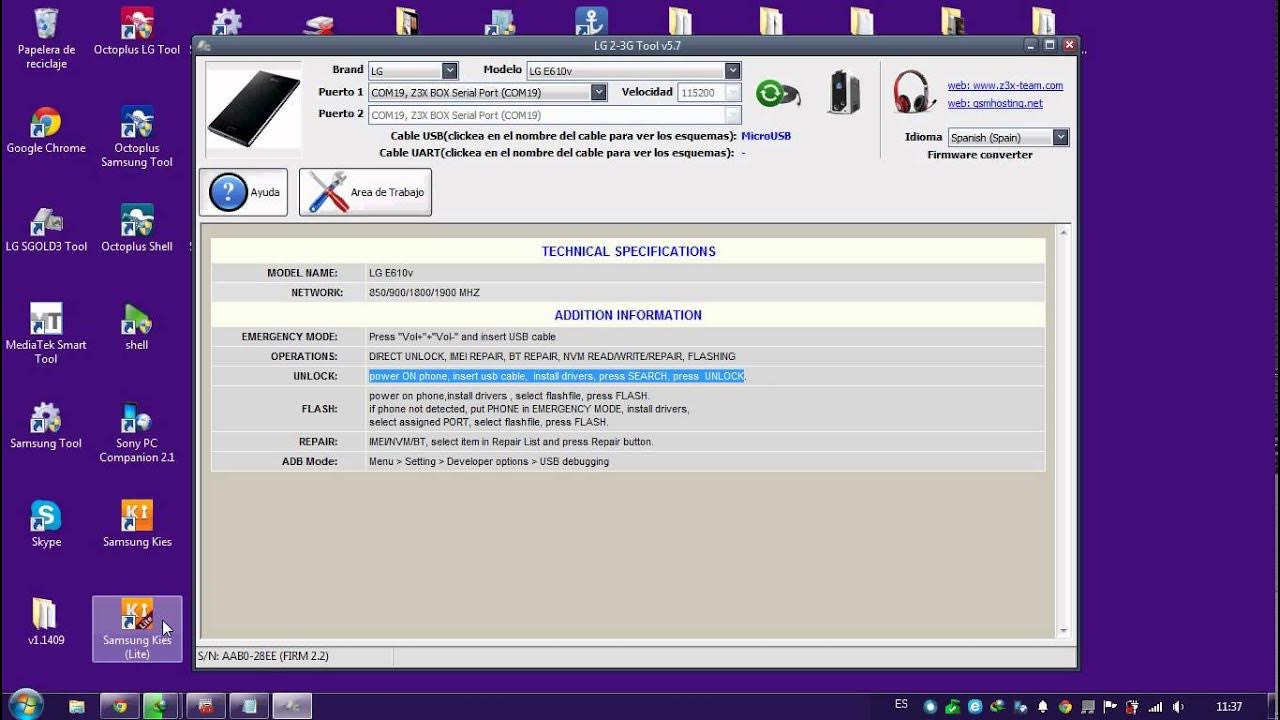 COMO LIBERAR LG L5 (E610V) CON Z3X BOX - YouTube