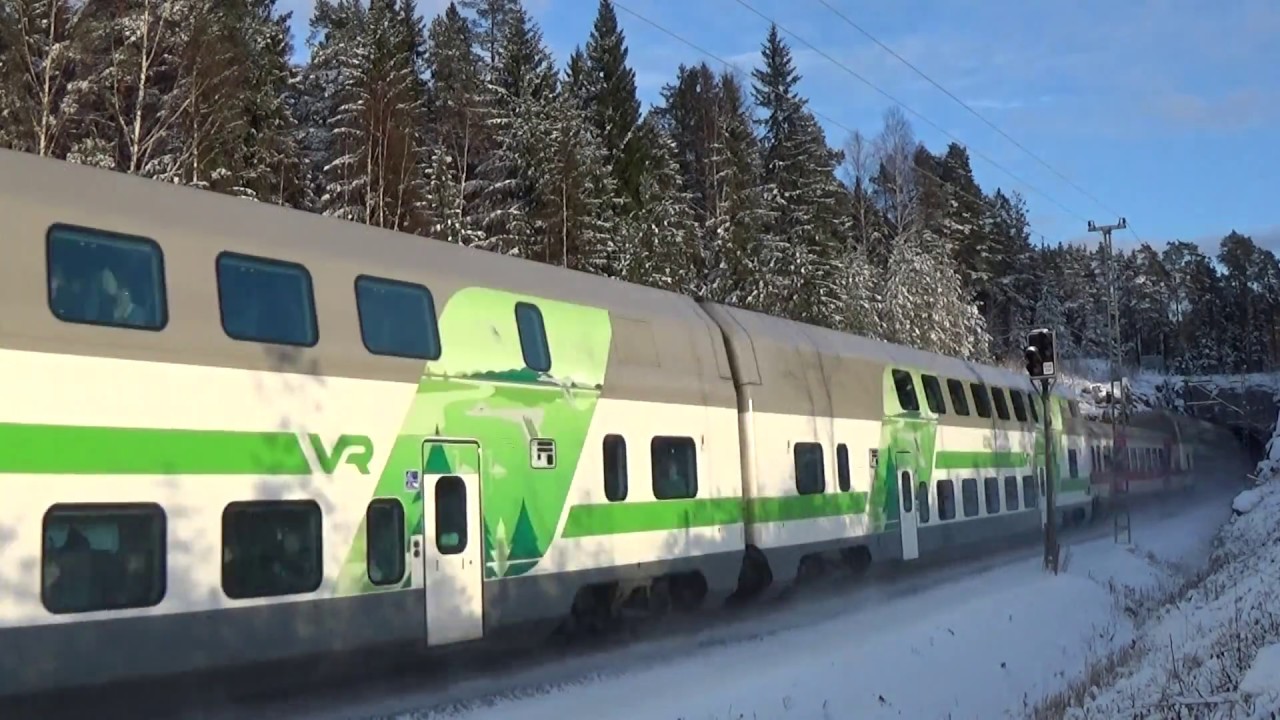 Some Finnish trains in the beginning winter!! - YouTube