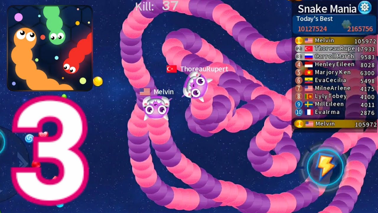 Snake Mania-(Gameplay 3)-PURPLE RACCOON Nueva Serpiente - YouTube