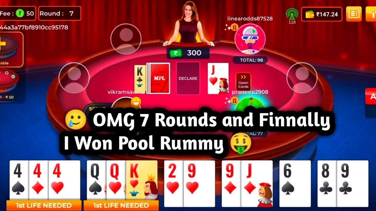 🥲 OMG 7 Rounds and Finnally I Won Pool Rummy 🤑 !! Most intense Mpl 101 Pool Rummy in hindi - YouTube