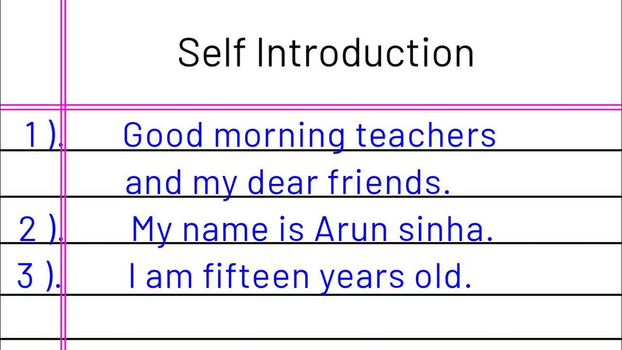 Best self introduction for school students in English - YouTube