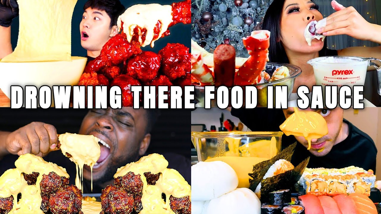 Mukbangers drowning there food in TOO MUCH SAUCE (insane BIG BITES) 😱 # ...