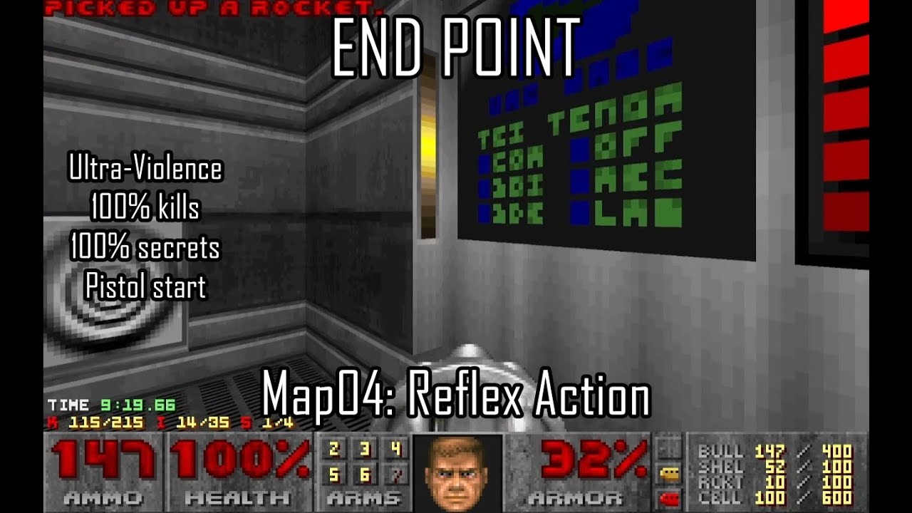 Doom II: END POINT - Map04: Reflex Action (UV-MAX) - YouTube