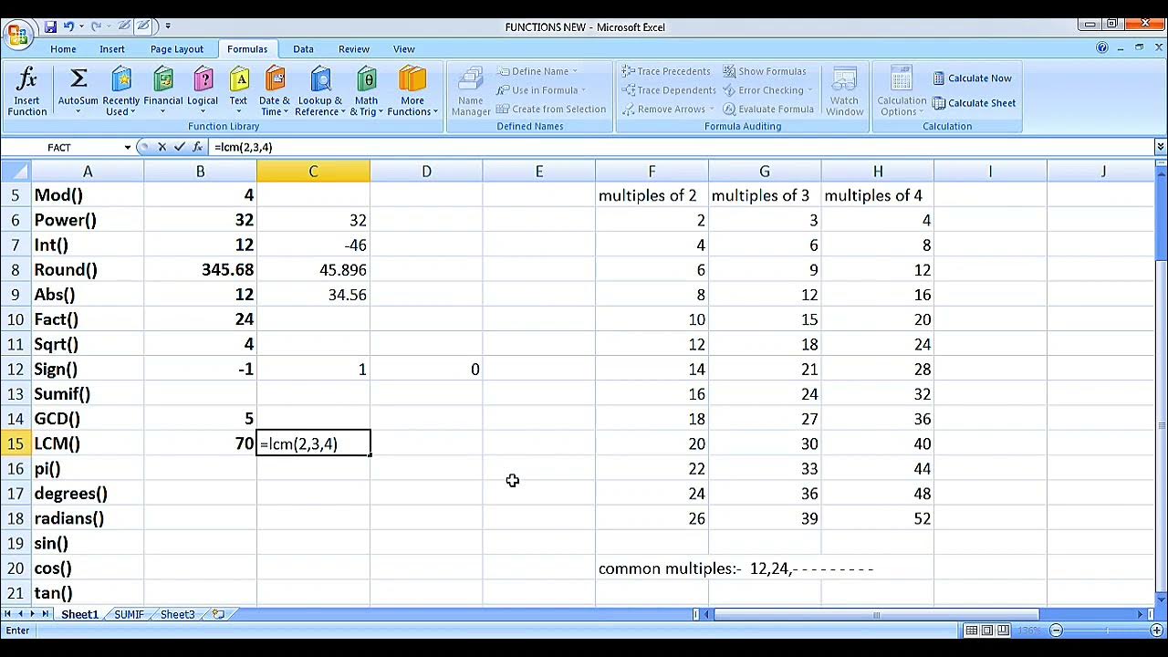 10 Math And Trig Functions In Ms Excel Youtube
