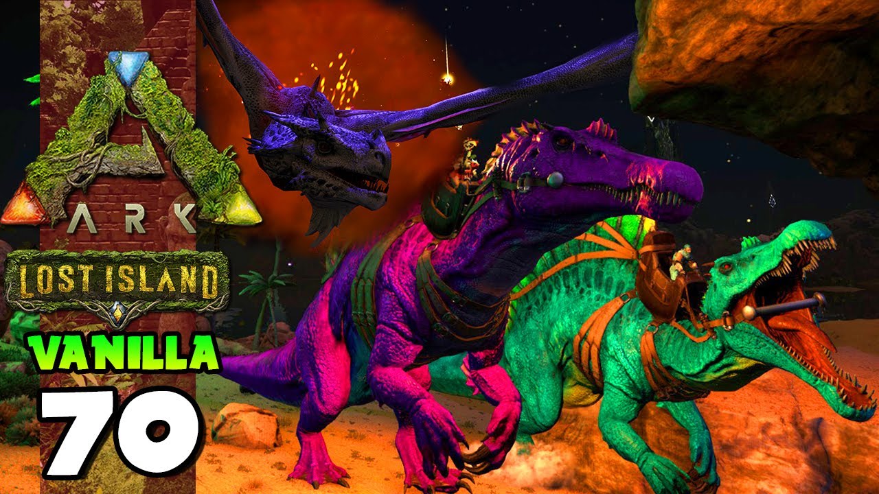 ATRAVESSANDO TODO O MAPA DE ESPINOSSAURO!!! ARK: LOST ISLAND (VANILLA ...