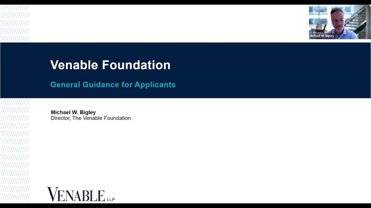 The Venable Foundation: General Guidance for Applicants - YouTube