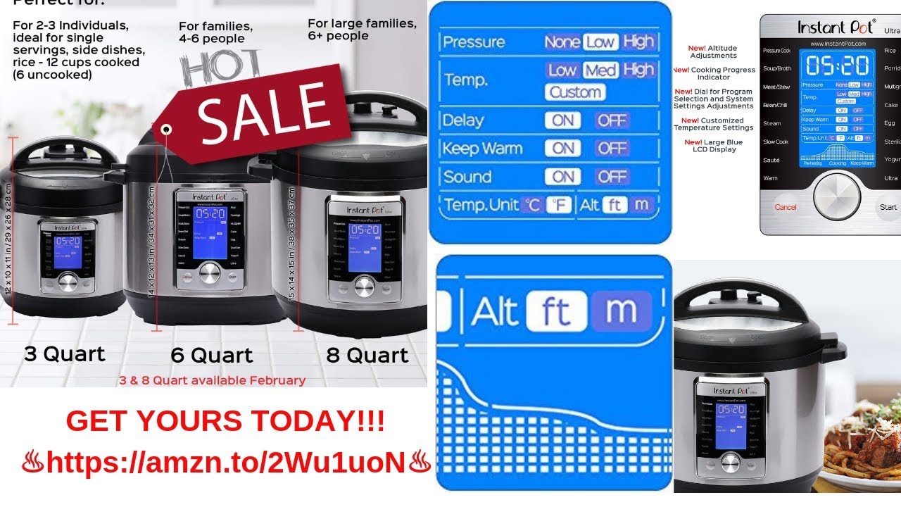 Instant Pot Ultra 8 Qt 10 in 1 Multi Use Programmable Pressure Cooker ...