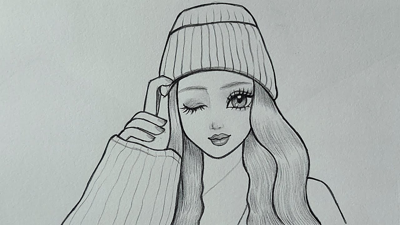 dessin au crayon très facile et simple d'une belle fille étape par ...