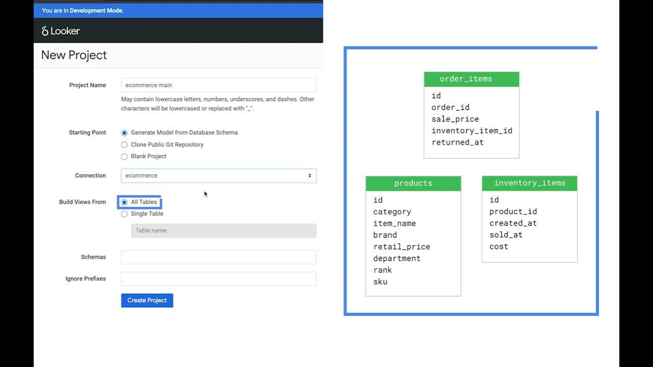 Look & Learn - Creating a new LookML project - YouTube