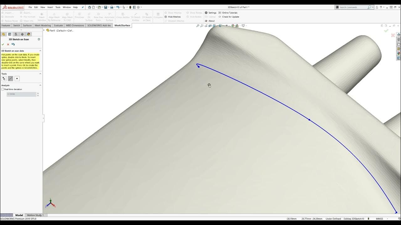 3D Sketching on scan data - Reverse engineering add-in for SOLIDWORKS - YouTube