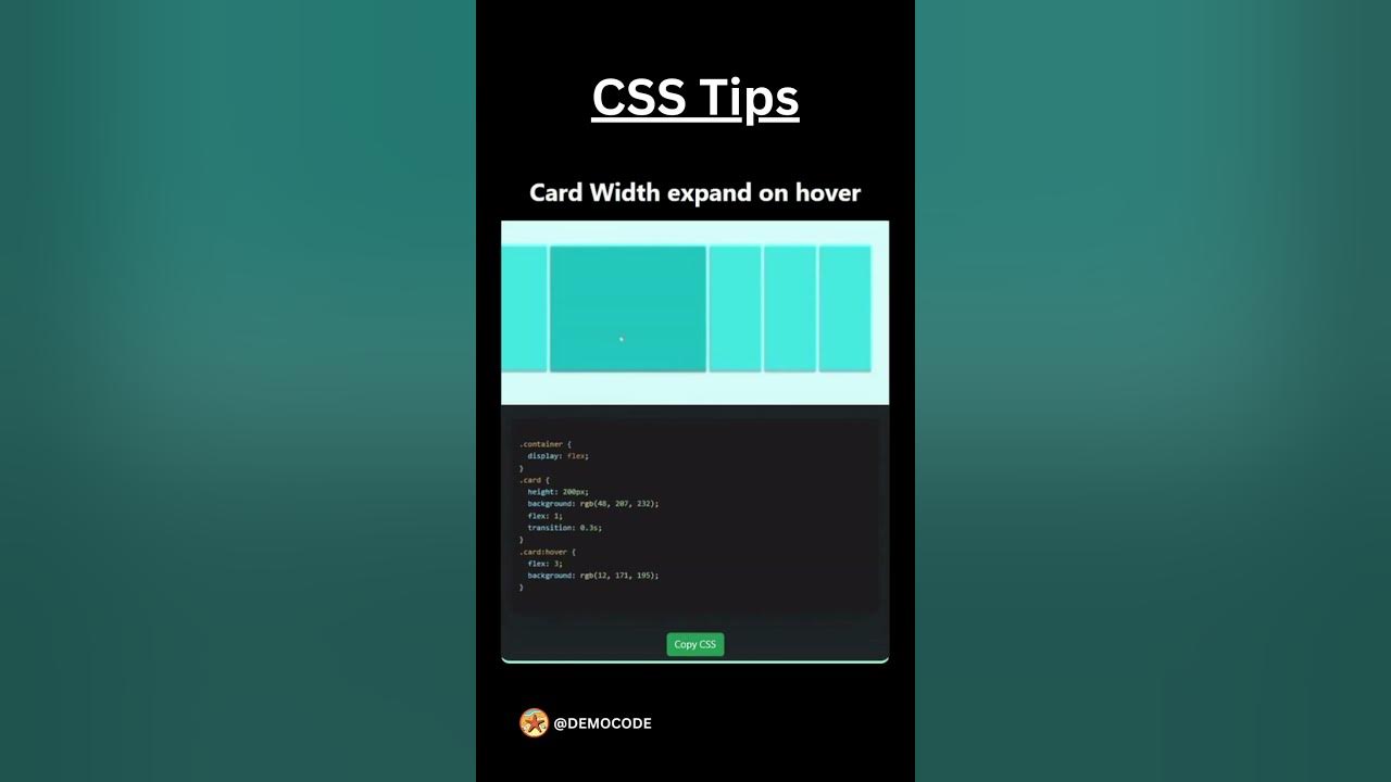 CSS Tip - 4 : Card Width expand on hover || ##csstips - YouTube