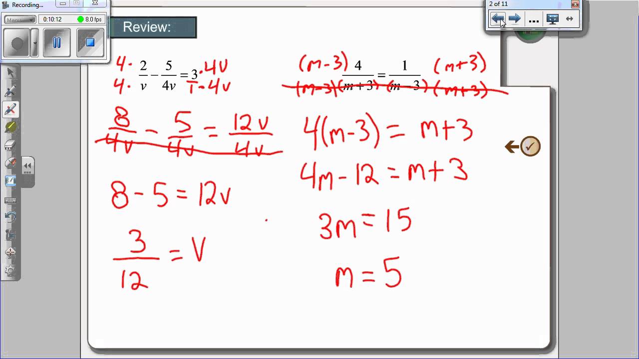 Unit 5 Lesson 5.6 Problem Solving Rational Equations - YouTube