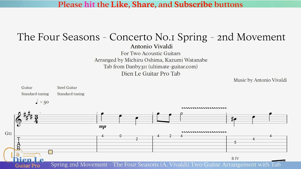 Spring 2nd Movement - The Four Seasons (A. Vivaldi) Two Guitar ...