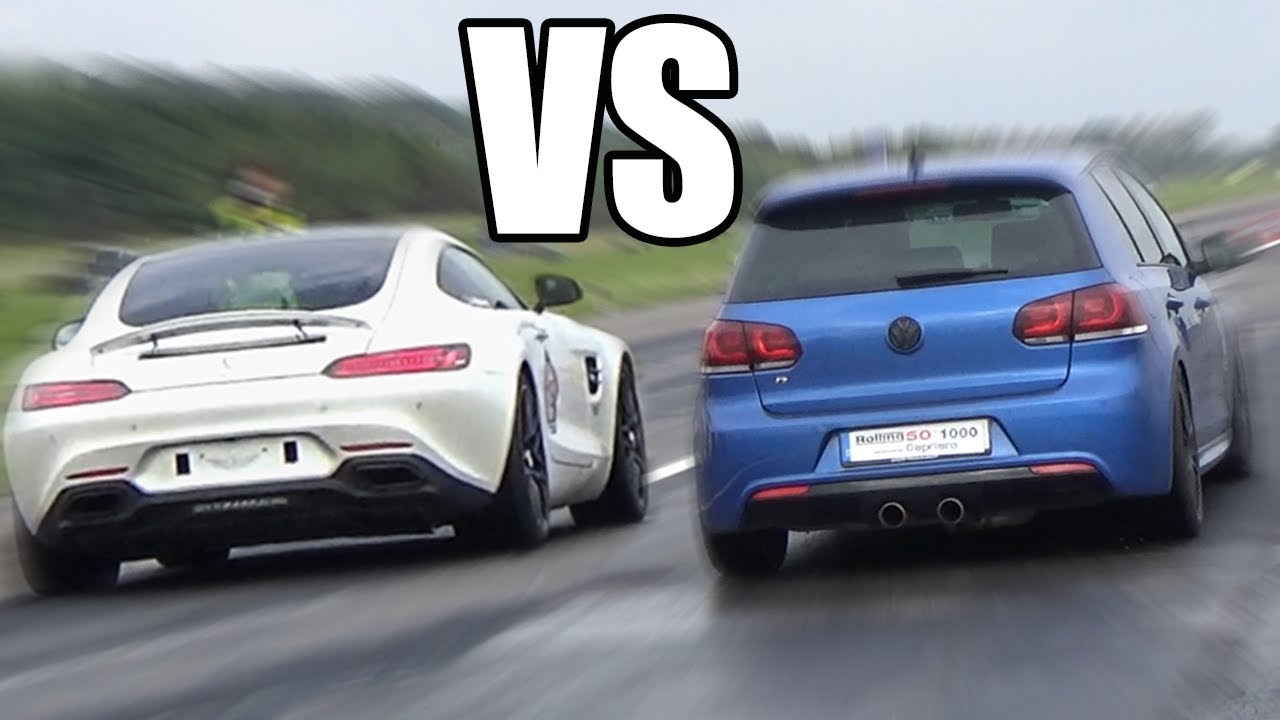 740HP Volkswagen Golf R BiTurbo vs Mercedes AMG GTS - RACE! - YouTube