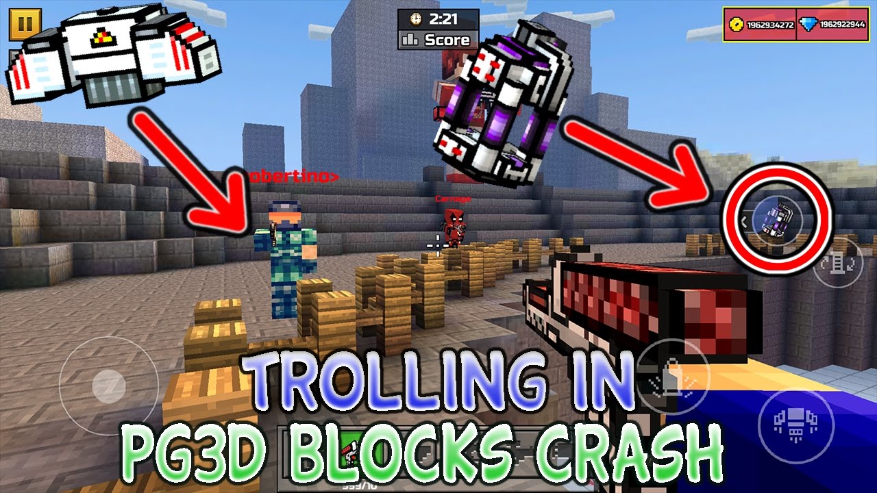 Trolling Players in the Pixel Gun 3D Blocks Crash Minigame - YouTube