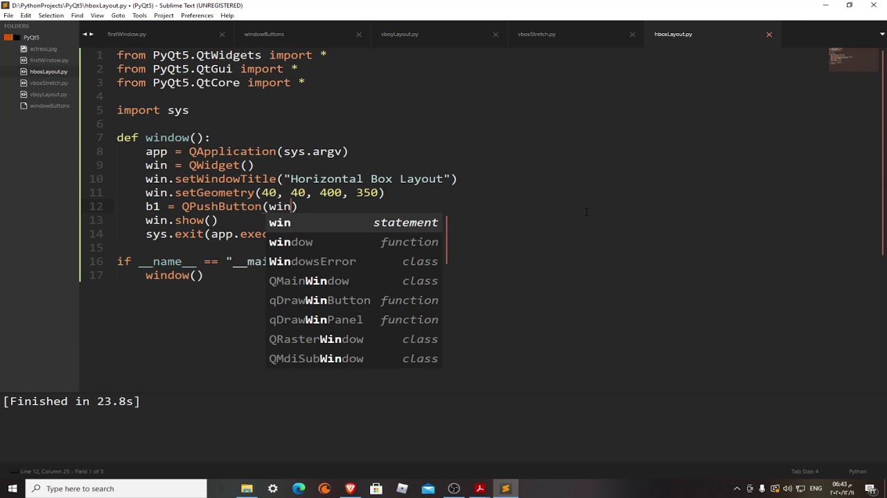 05 PyQt5 HBoxLayout with Python تعلم بايثون مع نور - YouTube