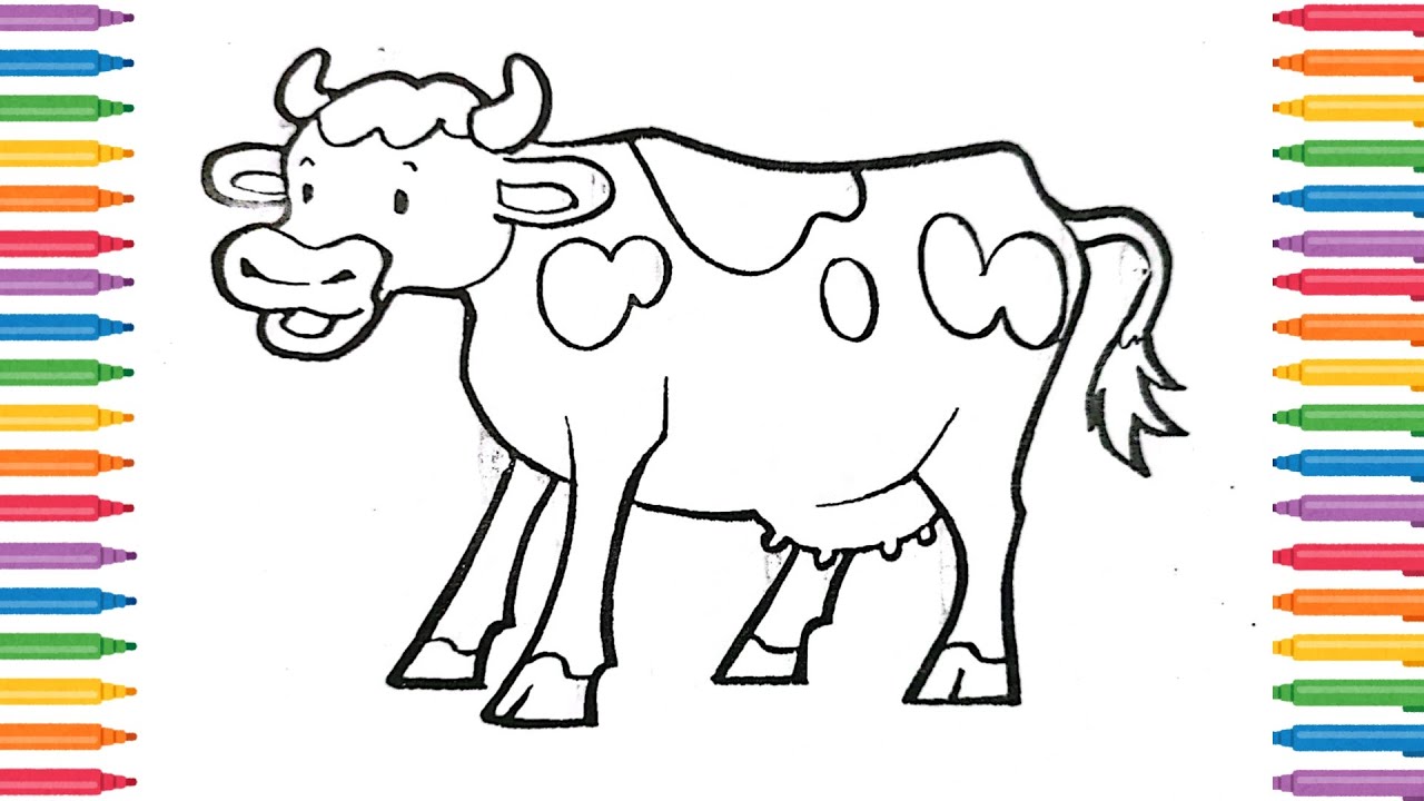 It's easy to draw and color a cow in just 4 minutes | Drawing and ...