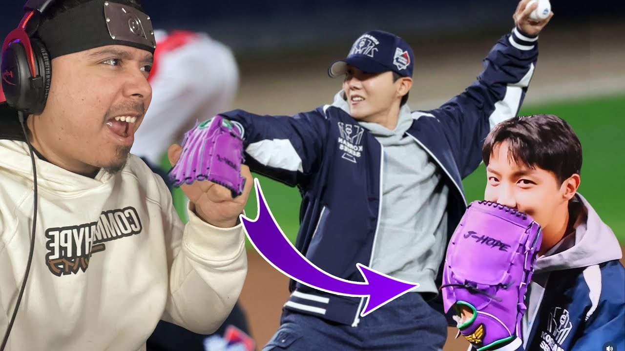 J Hope Throws the First Pitch in the Korean Baseball Series! - YouTube