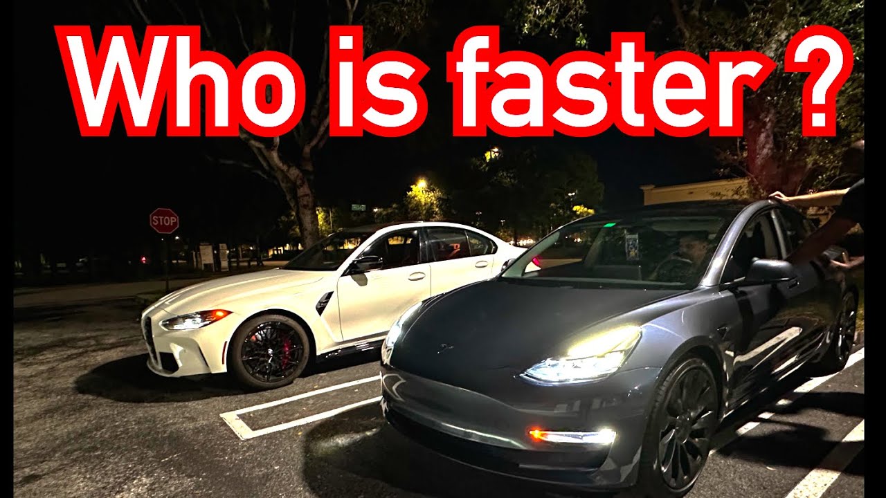 Street racing BMW M3 competition VS Tesla model 3 performance. - YouTube