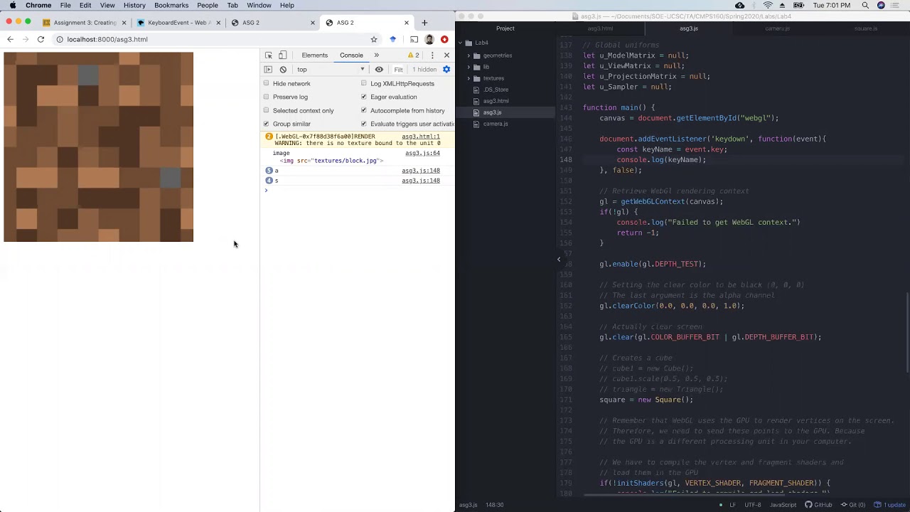 ASG3_Lab_Part3: Keyboard Events (Spring 2020) - YouTube
