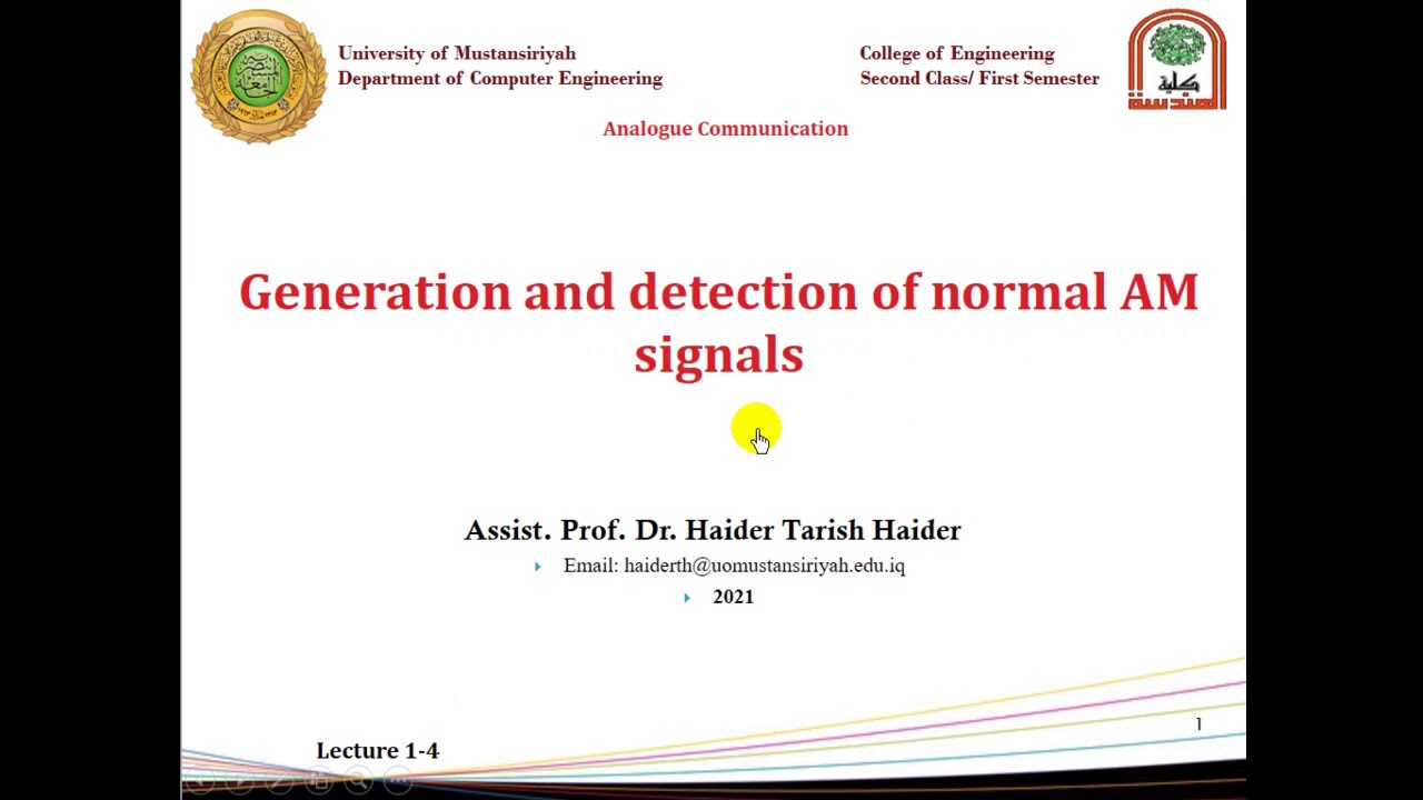 Lecture 4: Generation and detection of normal amplitude modulation ...