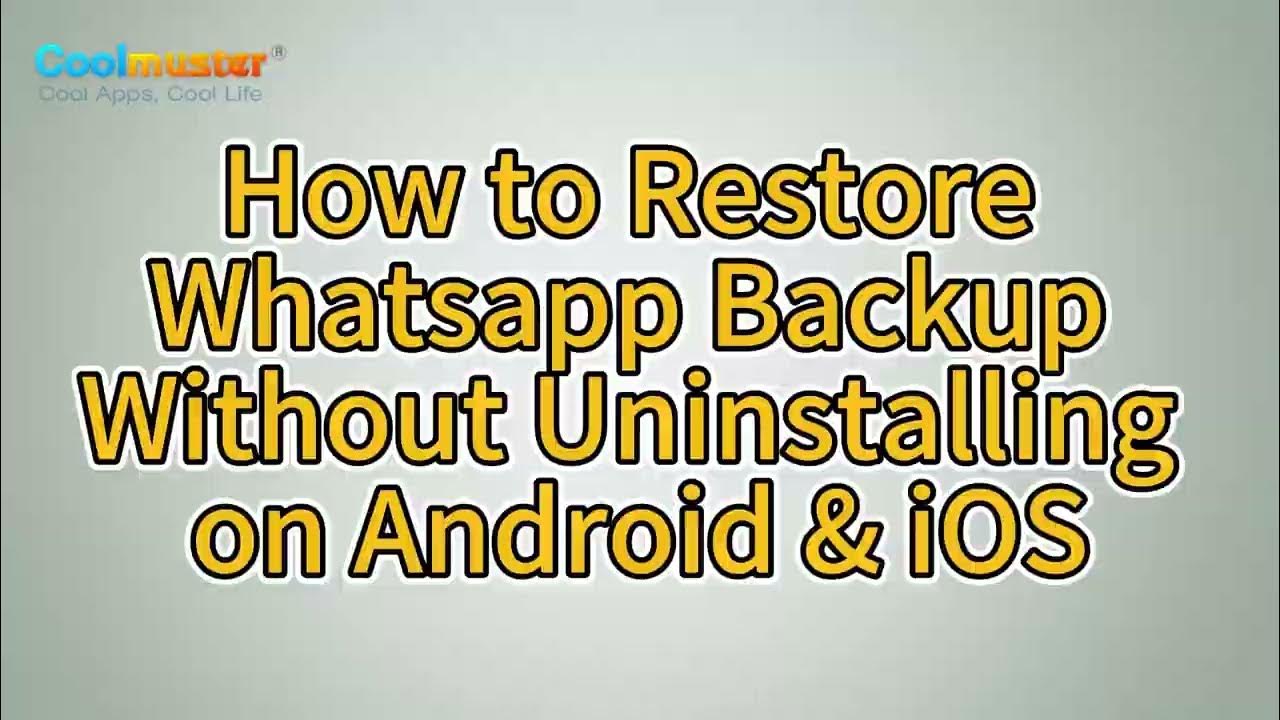 How to Restore Whatsapp Backup Without Uninstalling? [New] - YouTube