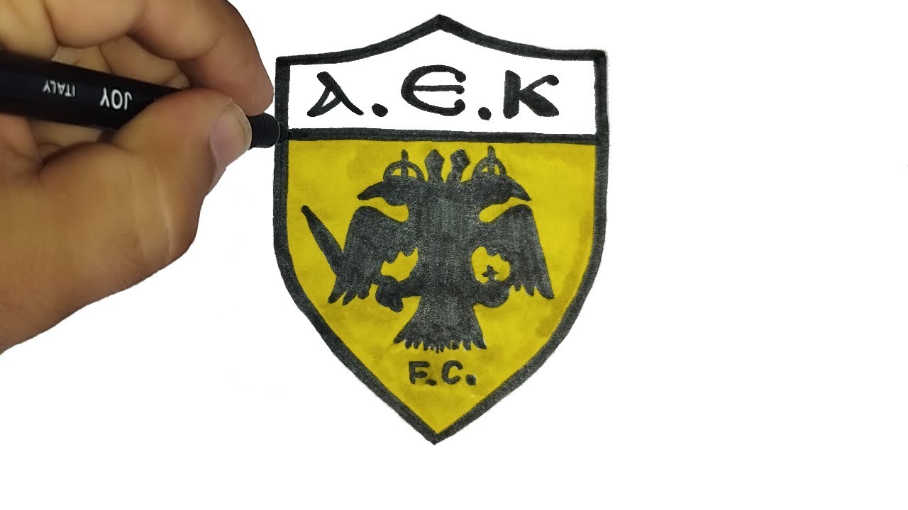 How to draw the logo of AEK Athens F.C. - YouTube