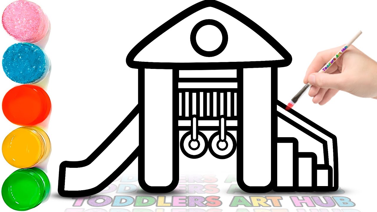 How To Draw A Playground With Slide | School Playground Drawing - YouTube