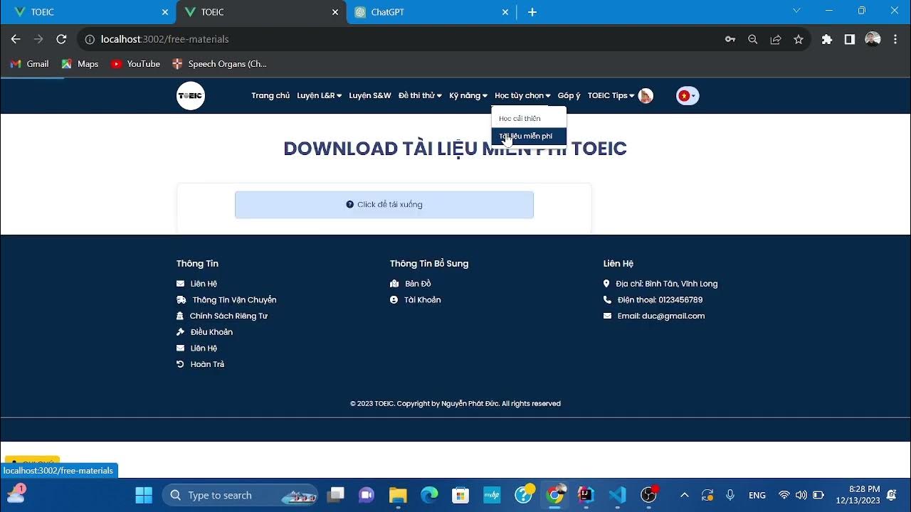 Hệ thống học và luyện thi TOEIC (Java Spring Boot, Vue.js, MySQL) - YouTube