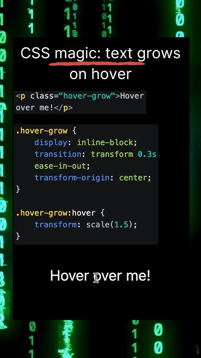 Text Grows On Hover With Css Shorts Css Css3 Code Coding Fullstackdev Frontend Webapp 
