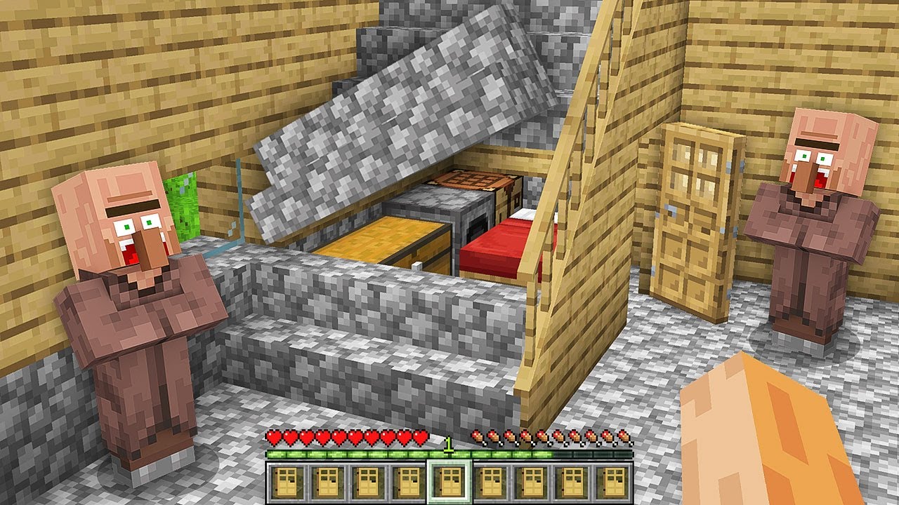 Why Villager build this SECRET UNDERGROUND BASE inside VILLAGE House in ...