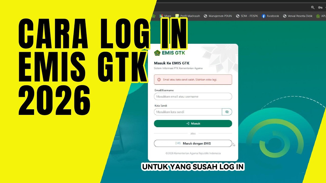 CARA LOGIN EMIS GTK 2026 - YouTube