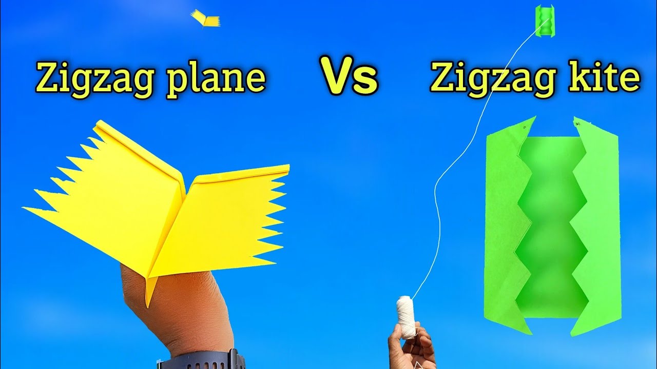 zigzag plane vs zigzag kite, flying kite plane, kite battle, paper ...