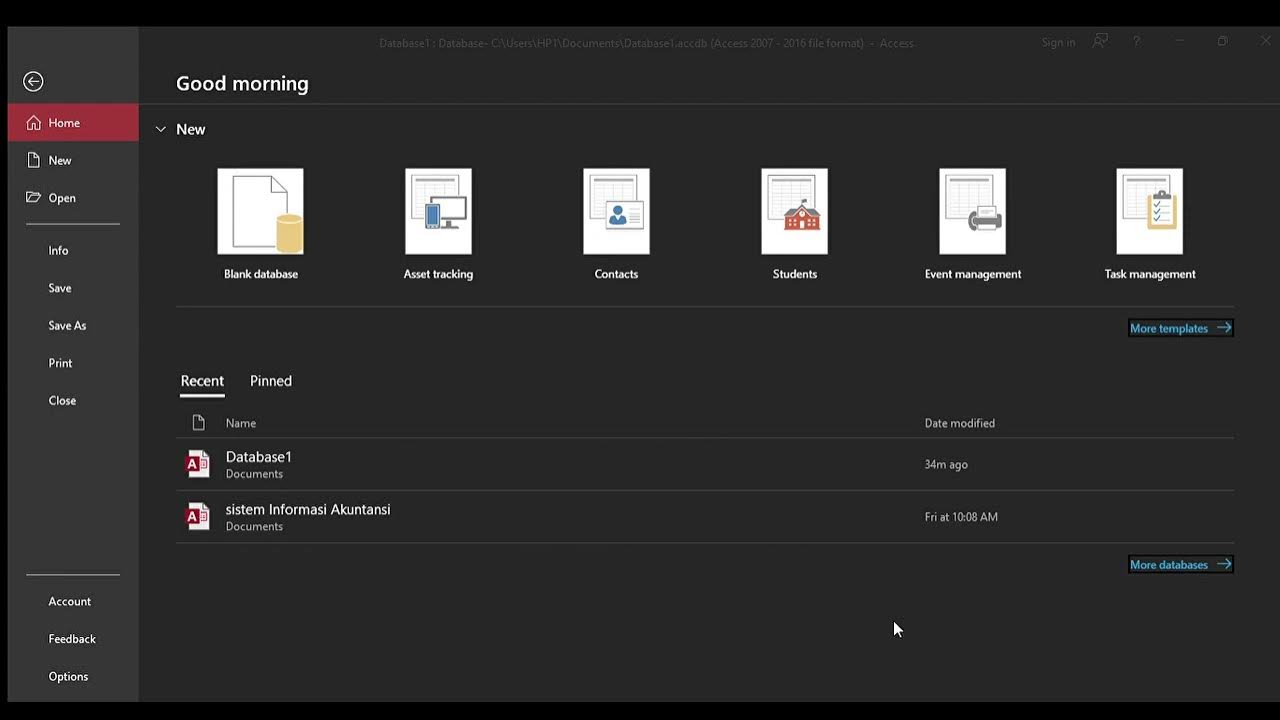 Access Database1 Database C Users HP1 Documents Database1 accdb Access 2007 2016 file format ...