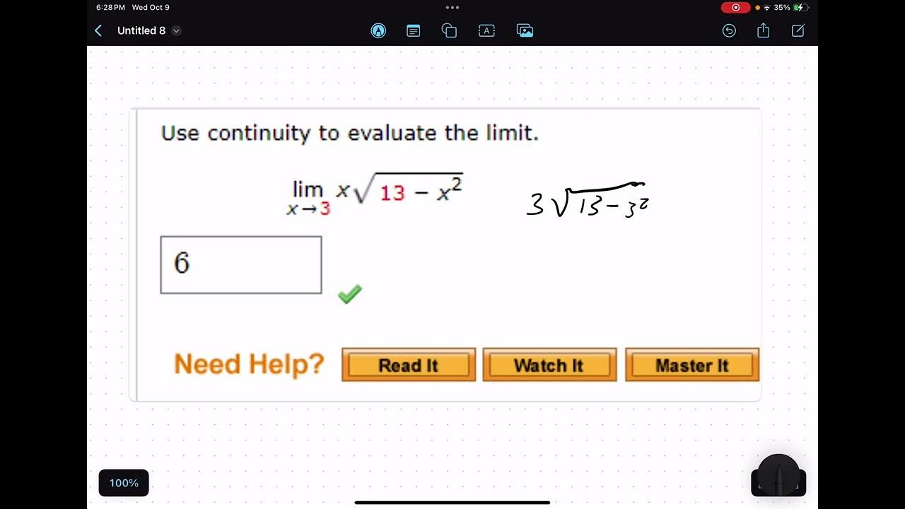 How to use continuity to evaluate the limit - YouTube