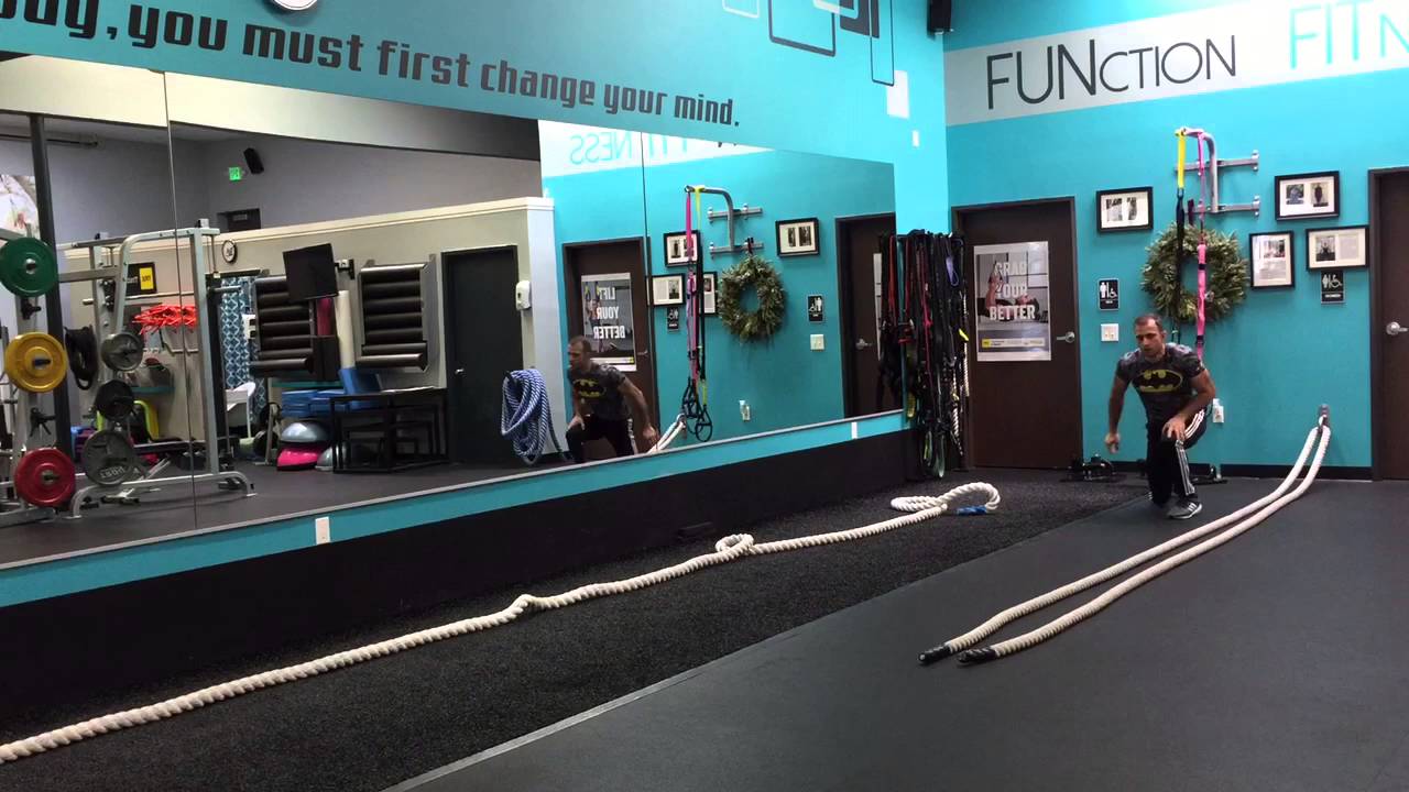 Batman Finisher - Sled Pull-Push - TRX Atomic Push-ups - Battle Rope ...