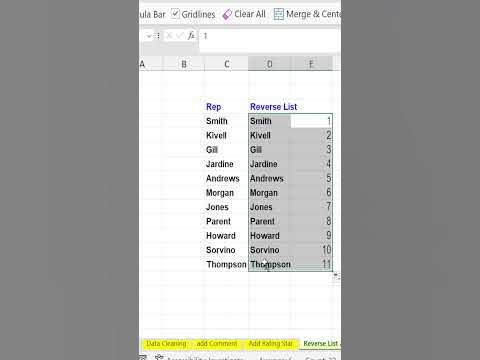 Excel Best Tip for Reverse List using Formula - YouTube